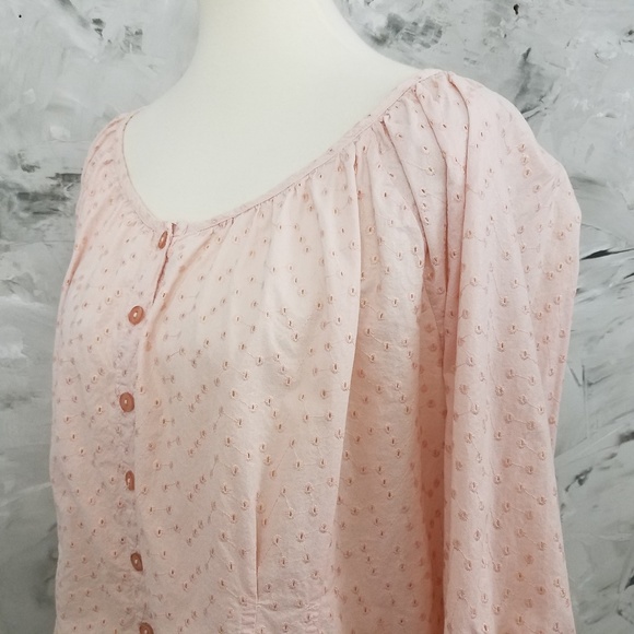 a.n.a | Tops | Ana Peachy Pink Cotten Eyelet Tunic Top | Poshmark